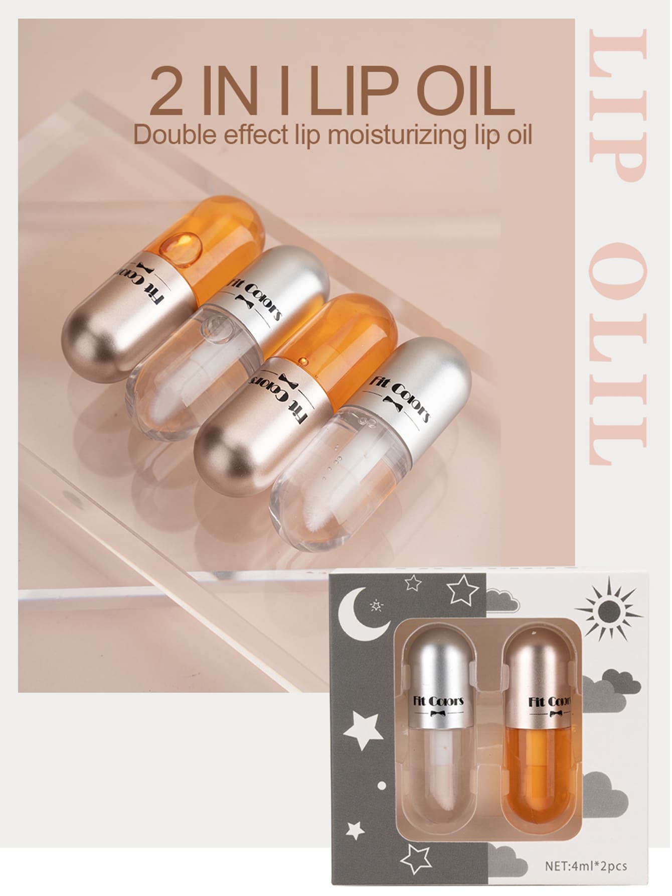 Moisturizing Lip Oil Set, 2Pcs Capsules Lip Plump Liquid Set Hydrating ...