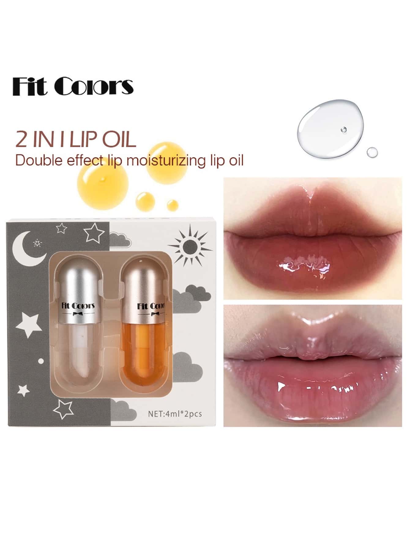 Moisturizing Lip Oil Set, 2Pcs Capsules Lip Plump Liquid Set Hydrating ...