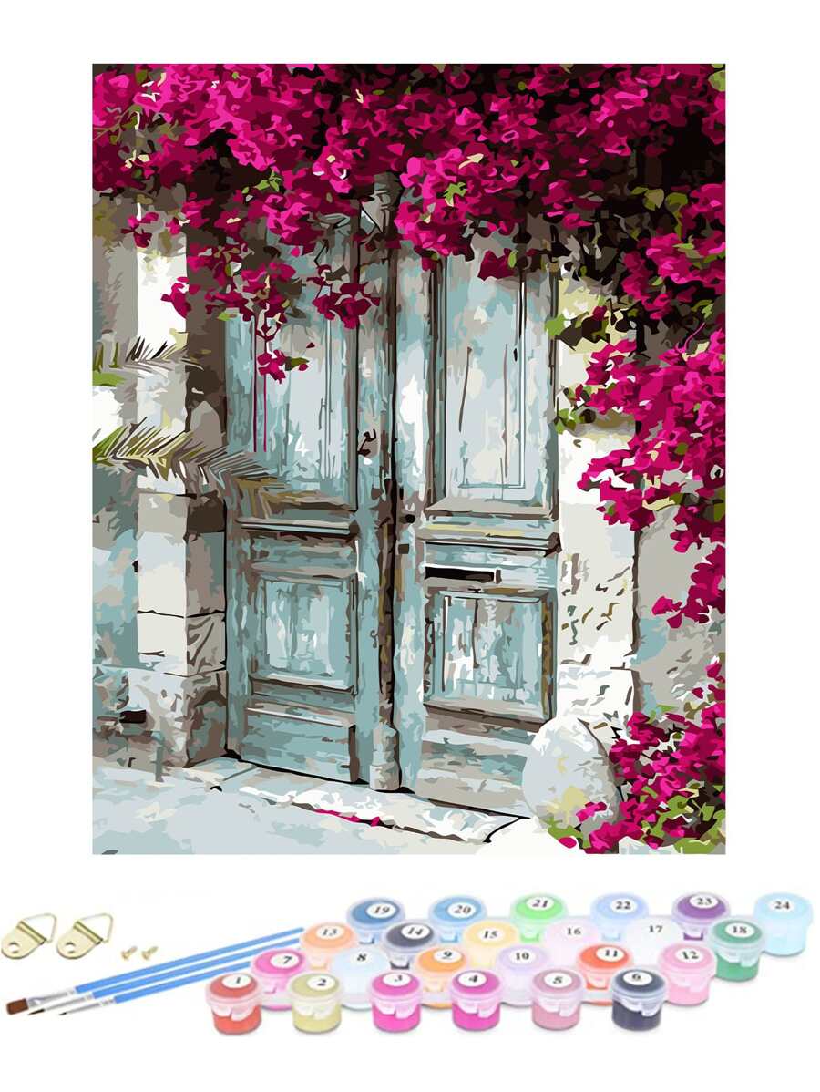 8pcs Diy Digital Oil Painting Set, Unframed, Floral/flower Door Design ...