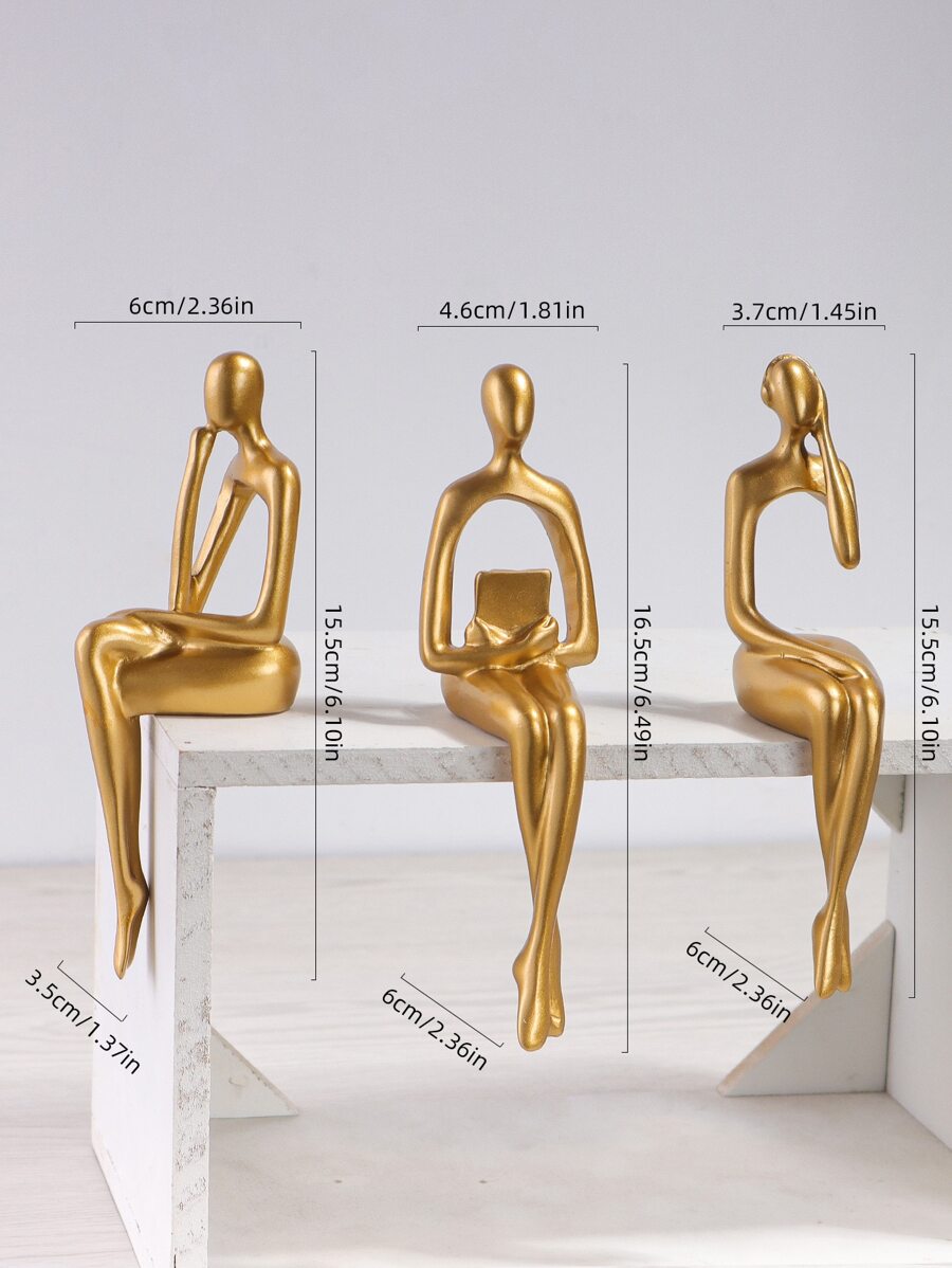 3pcs Modern Minimalist Human Figure Sitting Pose Resin Ornaments, Room ...