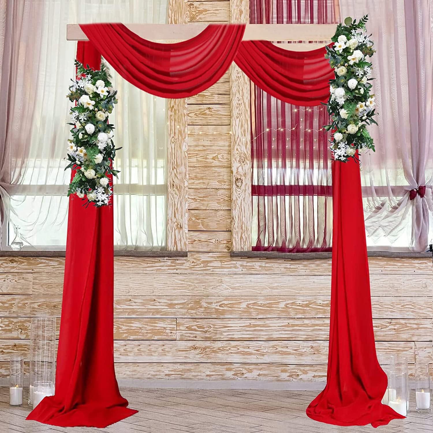 Wedding Arch Drapery, Voile Fabric Curtain Sheer Swag Decoration For ...