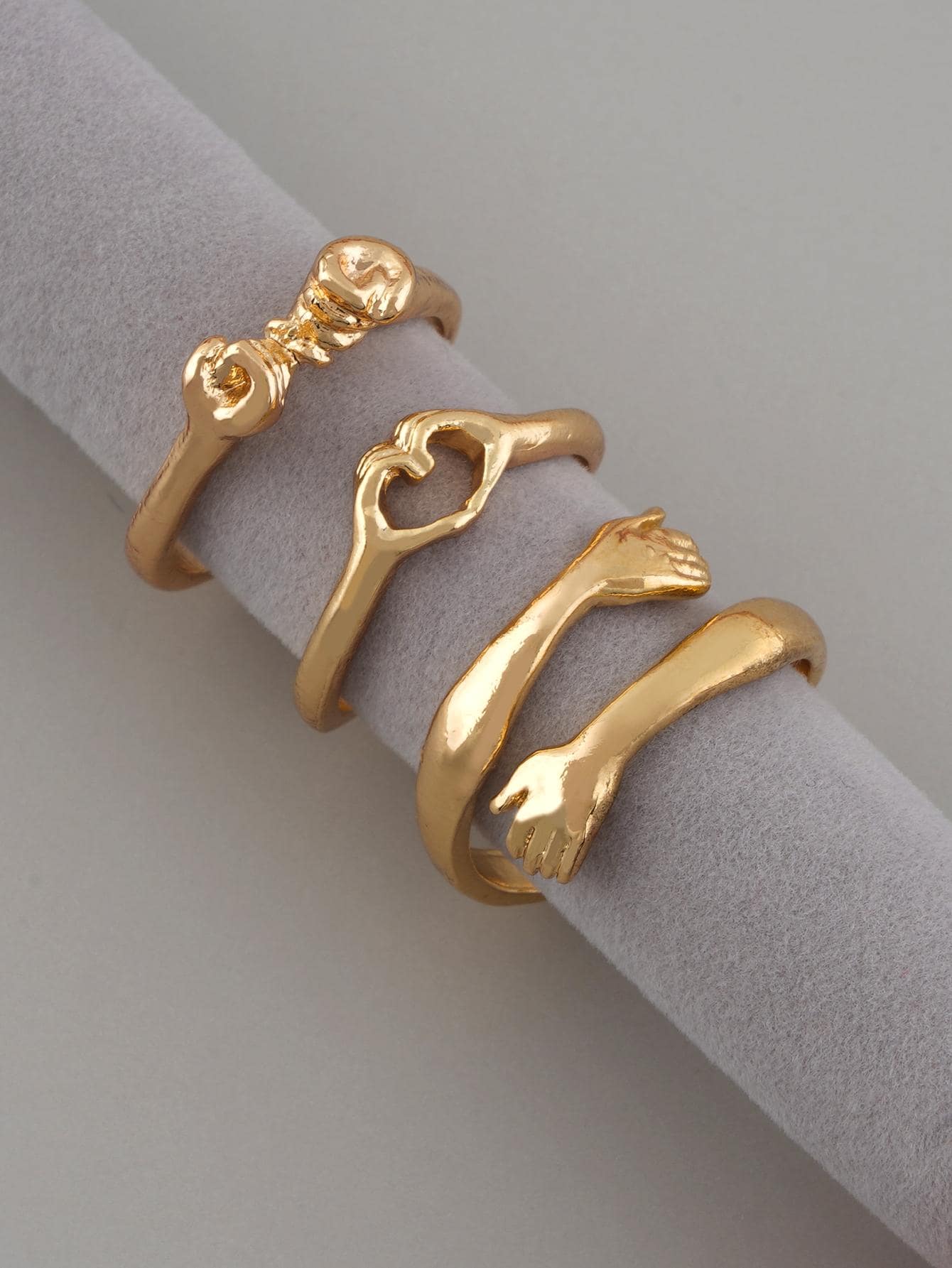 3pcs/set Heart & hand Decor Ring | SHEIN USA