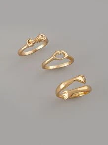 3pcs/set Heart & hand Decor Ring | SHEIN USA