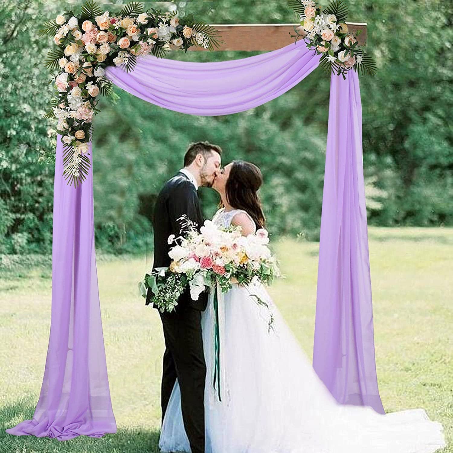 Wedding Arch Curtain Backdrop Wall Thin Sheer Fabric For Swagging ...