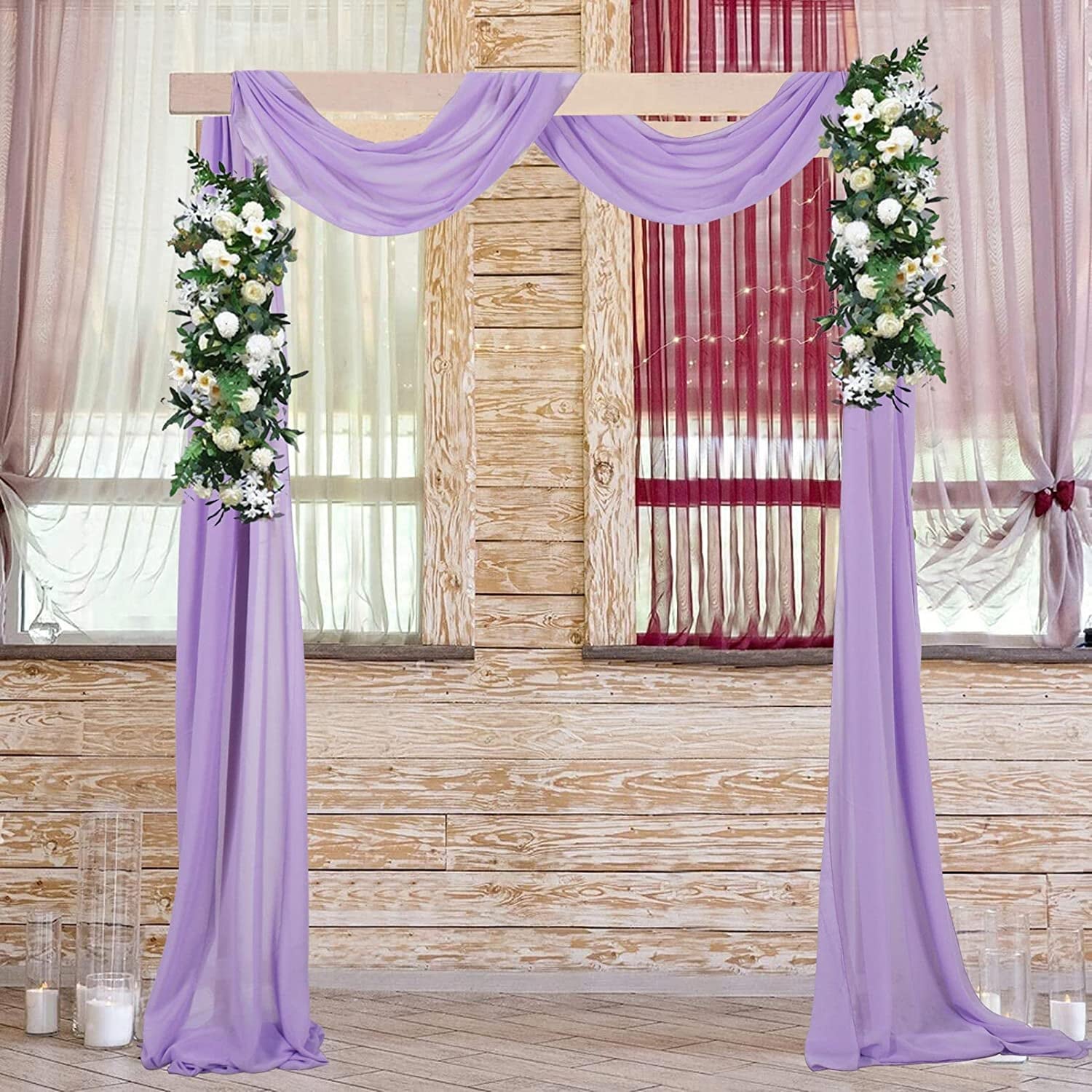 Wedding Arch Curtain Backdrop Wall Thin Sheer Fabric For Swagging ...