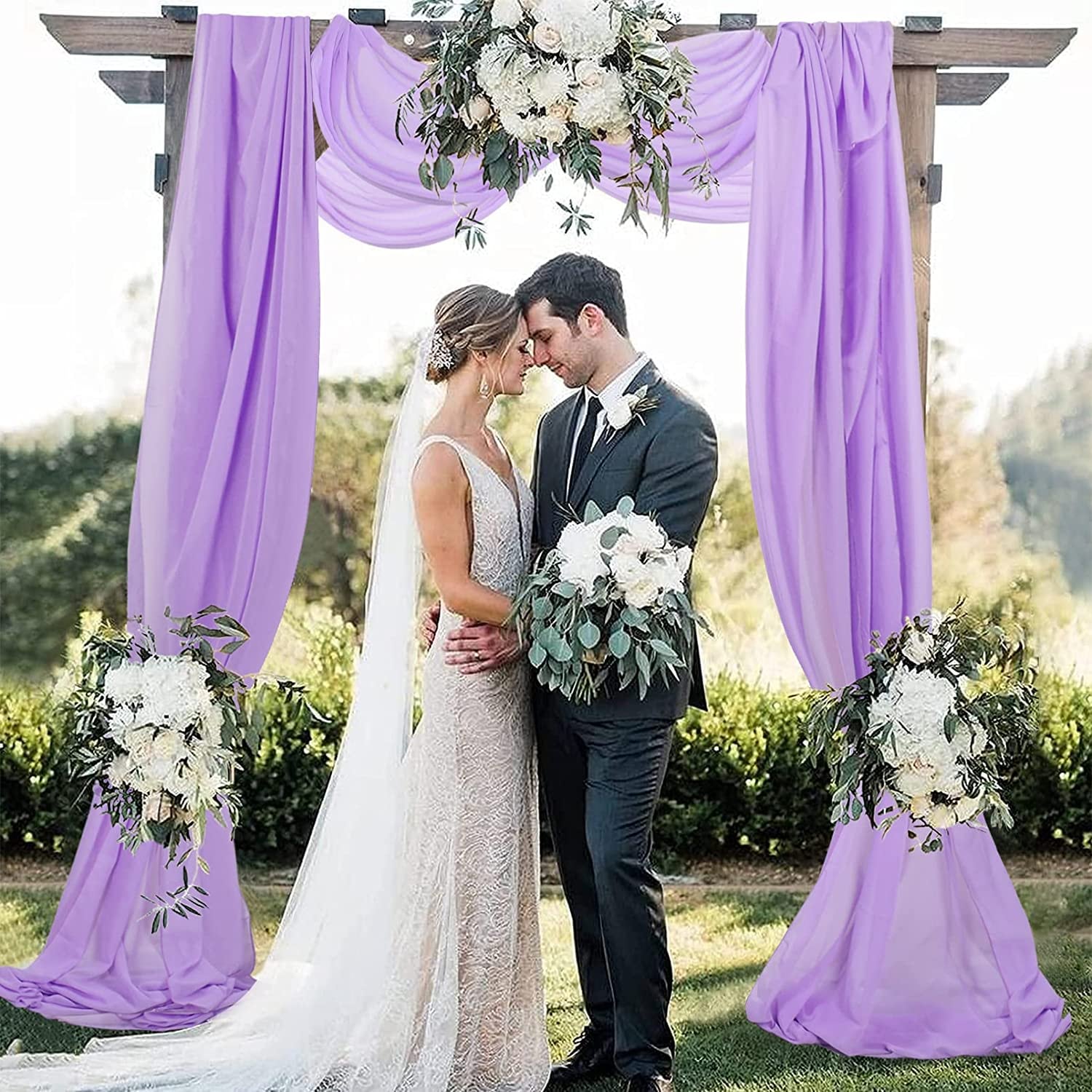 Wedding Arch Curtain Backdrop Wall Thin Sheer Fabric For Swagging ...