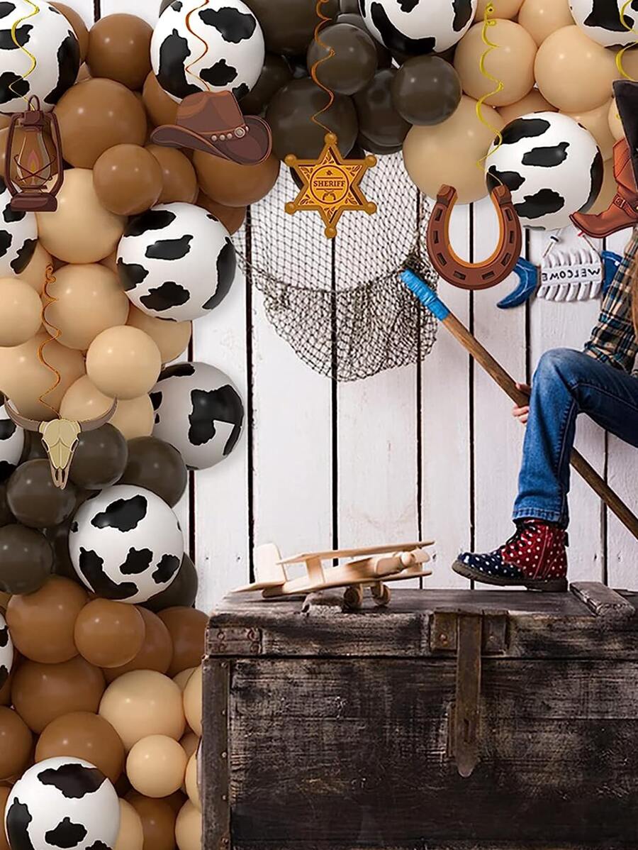122pcs Farm Cow Theme Balloon Garland Kit with Tan Brown Blush Cow ...