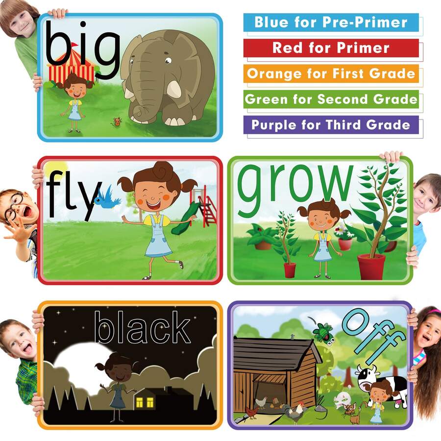 Sight Words Flash Cards with Pictures,Motions&Sentences, 220 Dolch ...