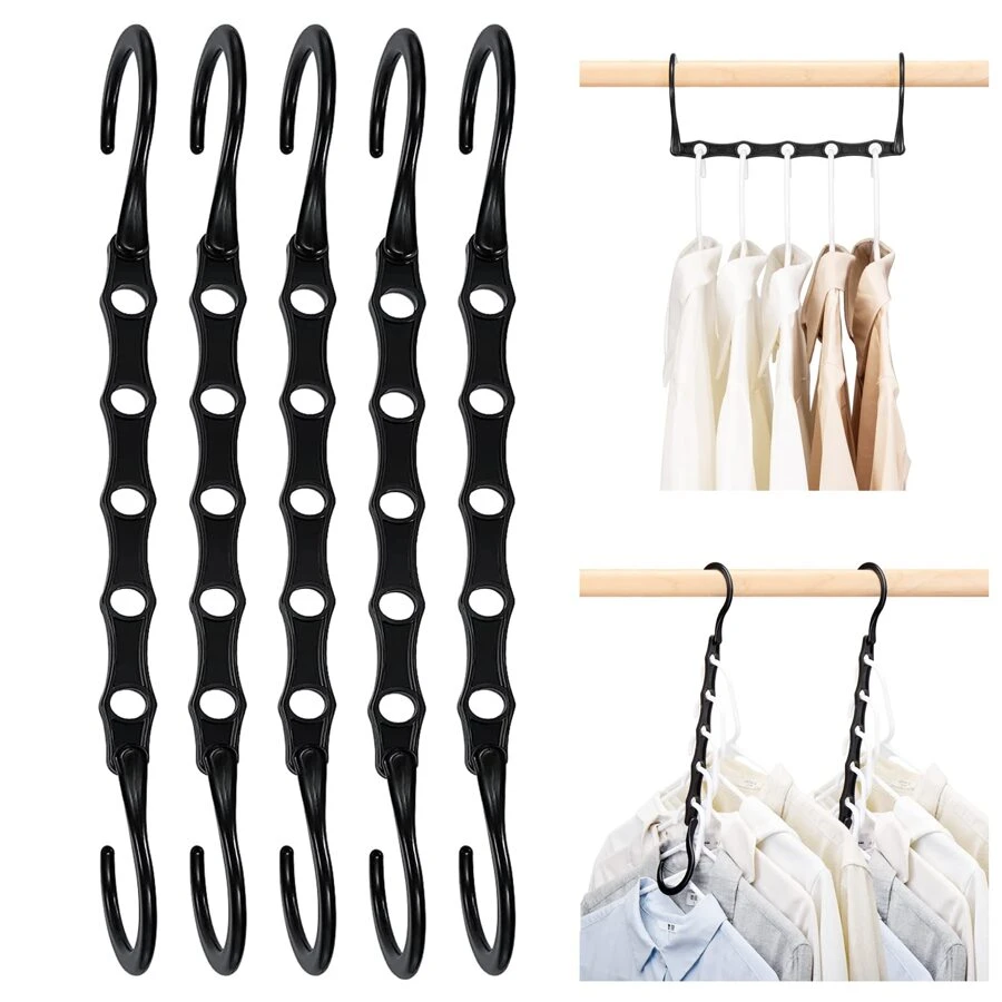 HOUSE DAY Black Magic Plastic Hangers Space Saving Organizers and ...