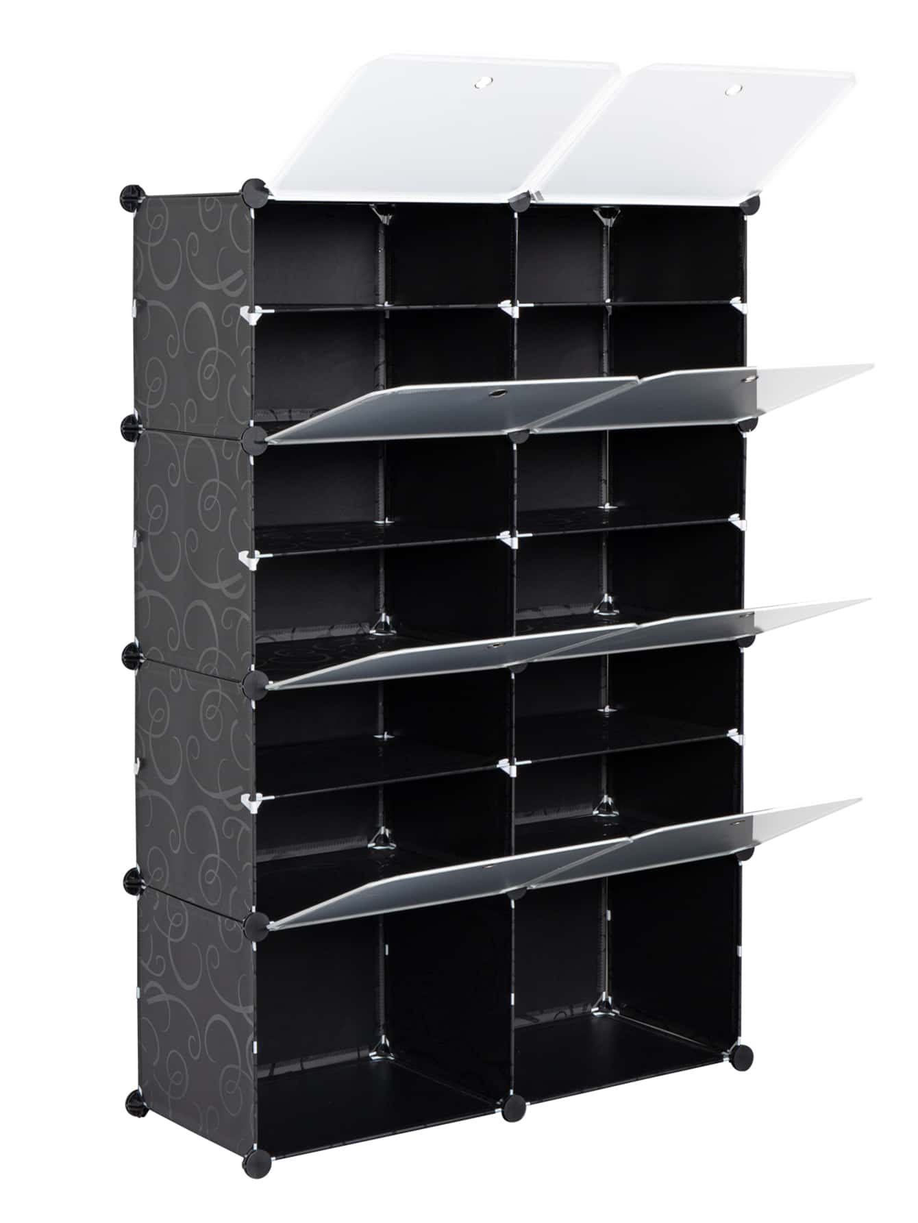 7-Tier Shoe Rack, 28 Pair Shoe Rack Organizer 14 Grids Tower Shelf ...