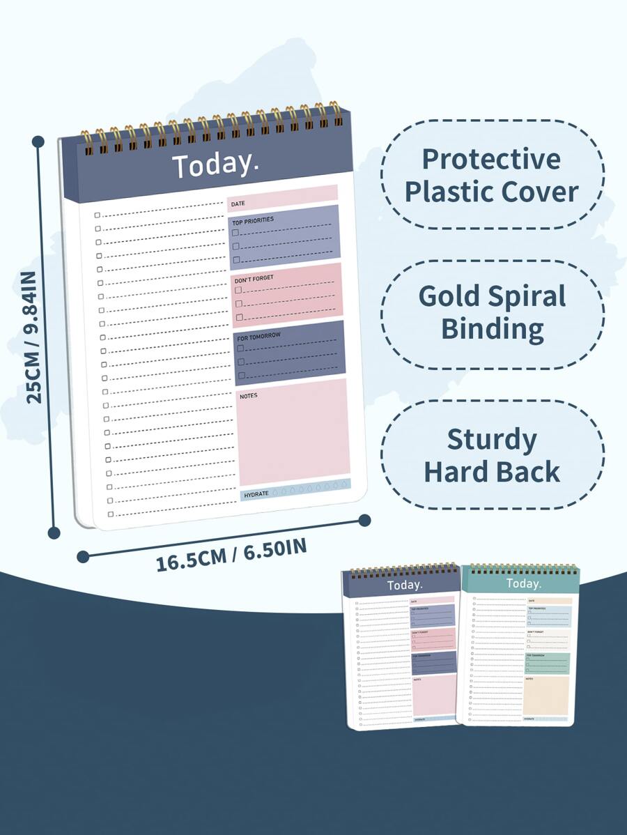104 Pages Double-Sided 52 Sheets Lined Spiral Journal Notebook, Daily ...