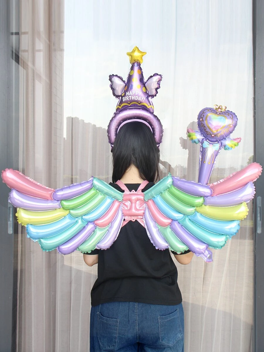 colorato ali Bacchetta magica compleanno Cappello Set di palloncini ...