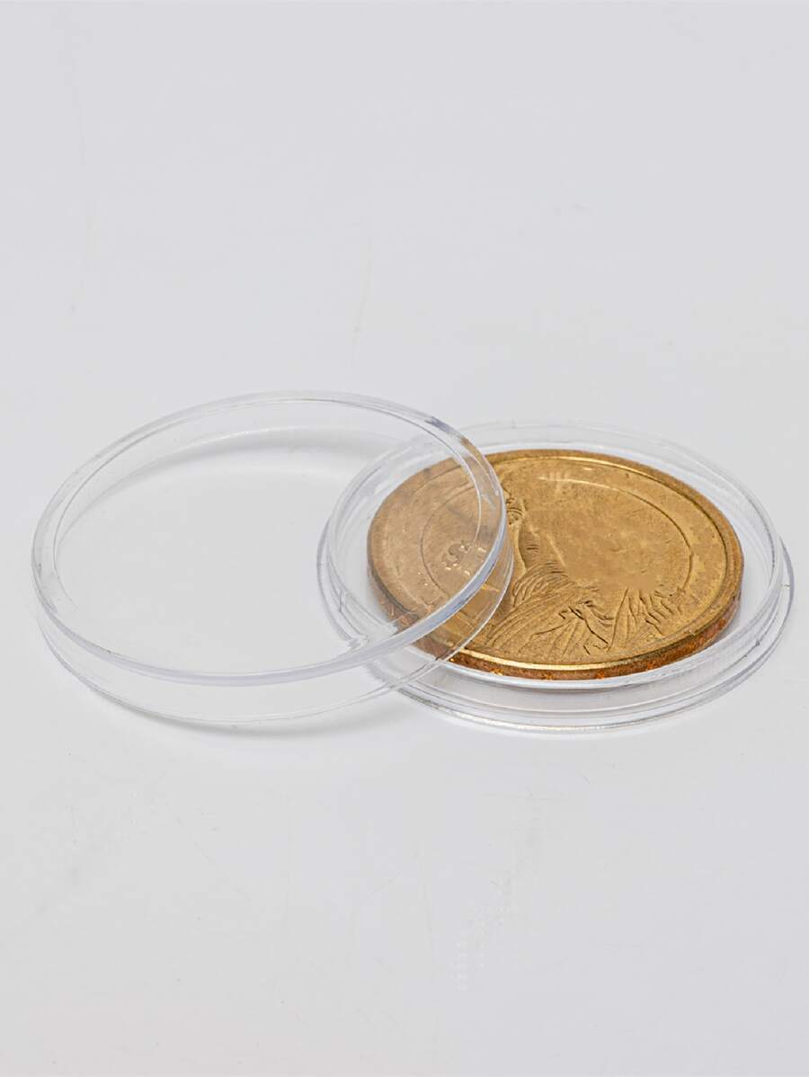 100pcs 7mm Clear Coin Collection Storage Box With Round Sticker For ...