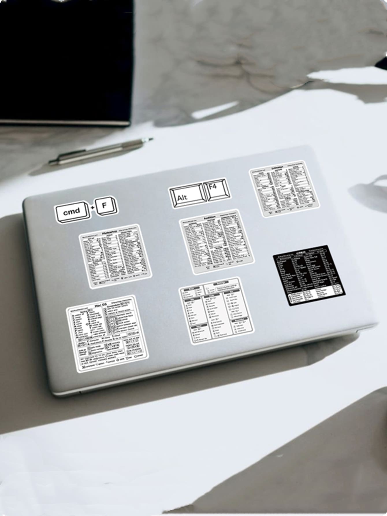 30sheets Keyboard Shortcut Sticker Water Resistant Laptop Protective ...