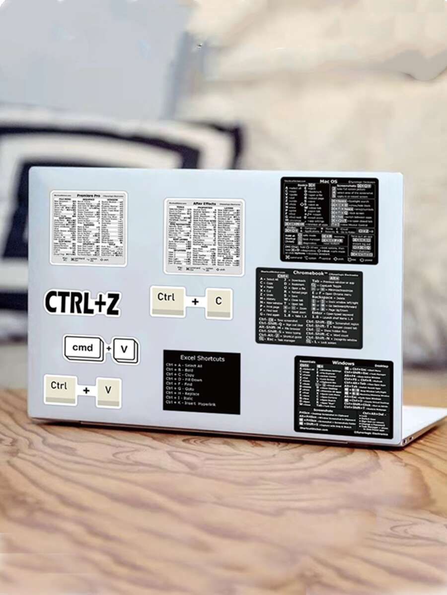 30sheets Keyboard Shortcut Sticker Water Resistant Laptop Protective ...