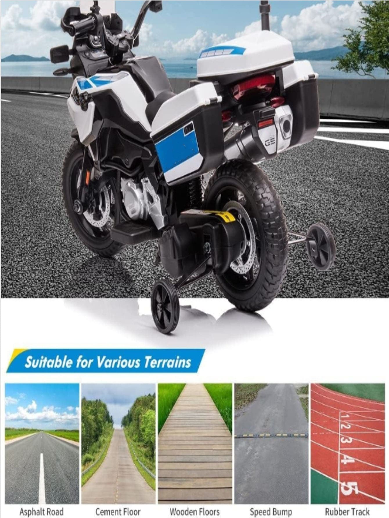 Electric Police Motorcycle for Kids - 12V Ride On Car with 2 Speeds ...