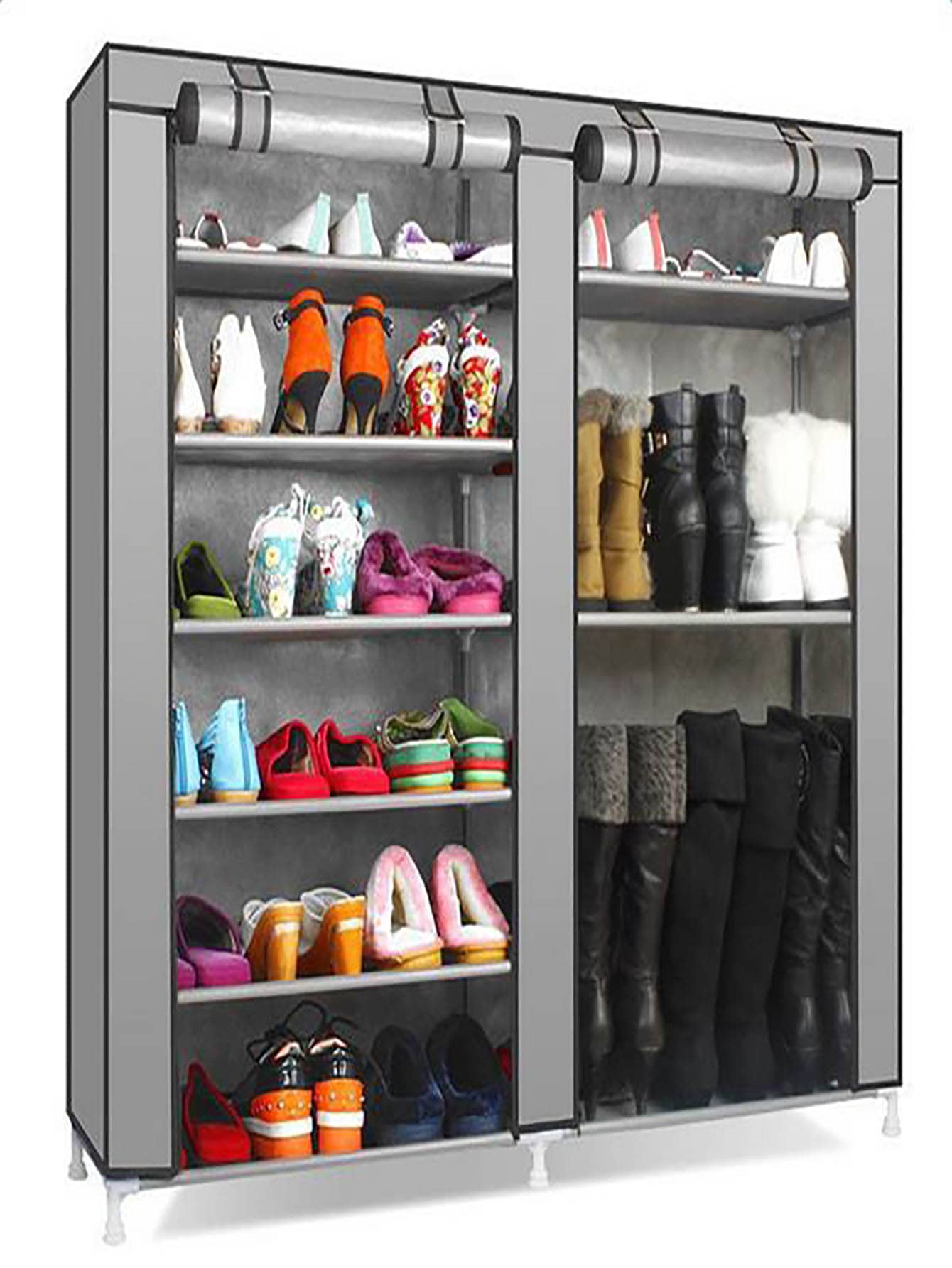 Shoe Rack Storage Organizer, 9 Lattices Portable Double Row Shoe Rack ...