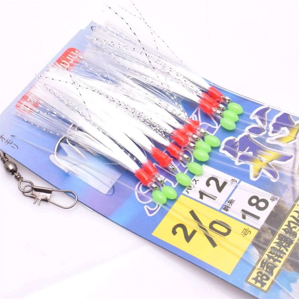 10 Hooks/Set White & Green Feather Hook & White Swordfish Hook With 2/0 ...
