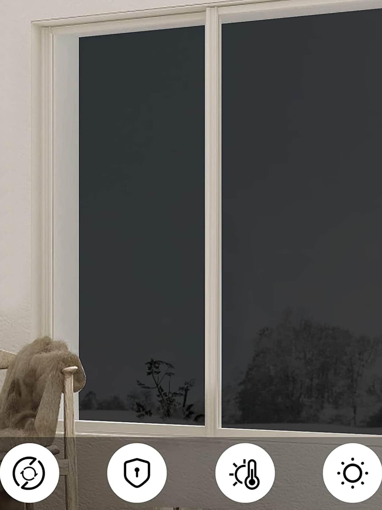 1pc Black One Way Window Glass Film, Daytime Privacy Reflective Film ...