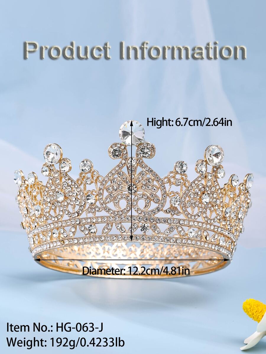 1pc Women Rhinestone Decor Glamorous Bridal Crown For Wedding Royal ...