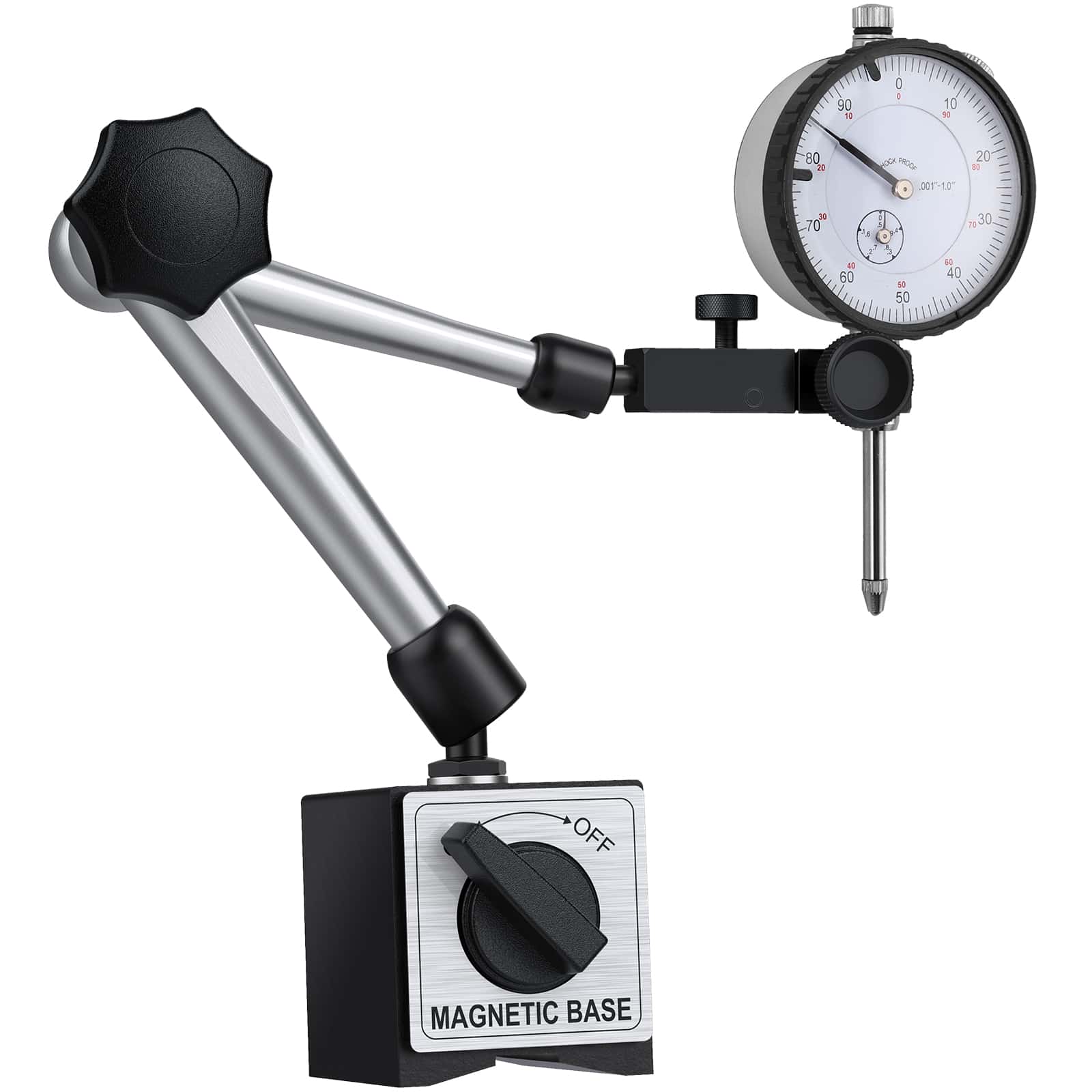 Dial Indicator Gage Gauge and Magnetic Base 0-1 Inch Measuring Tool ...