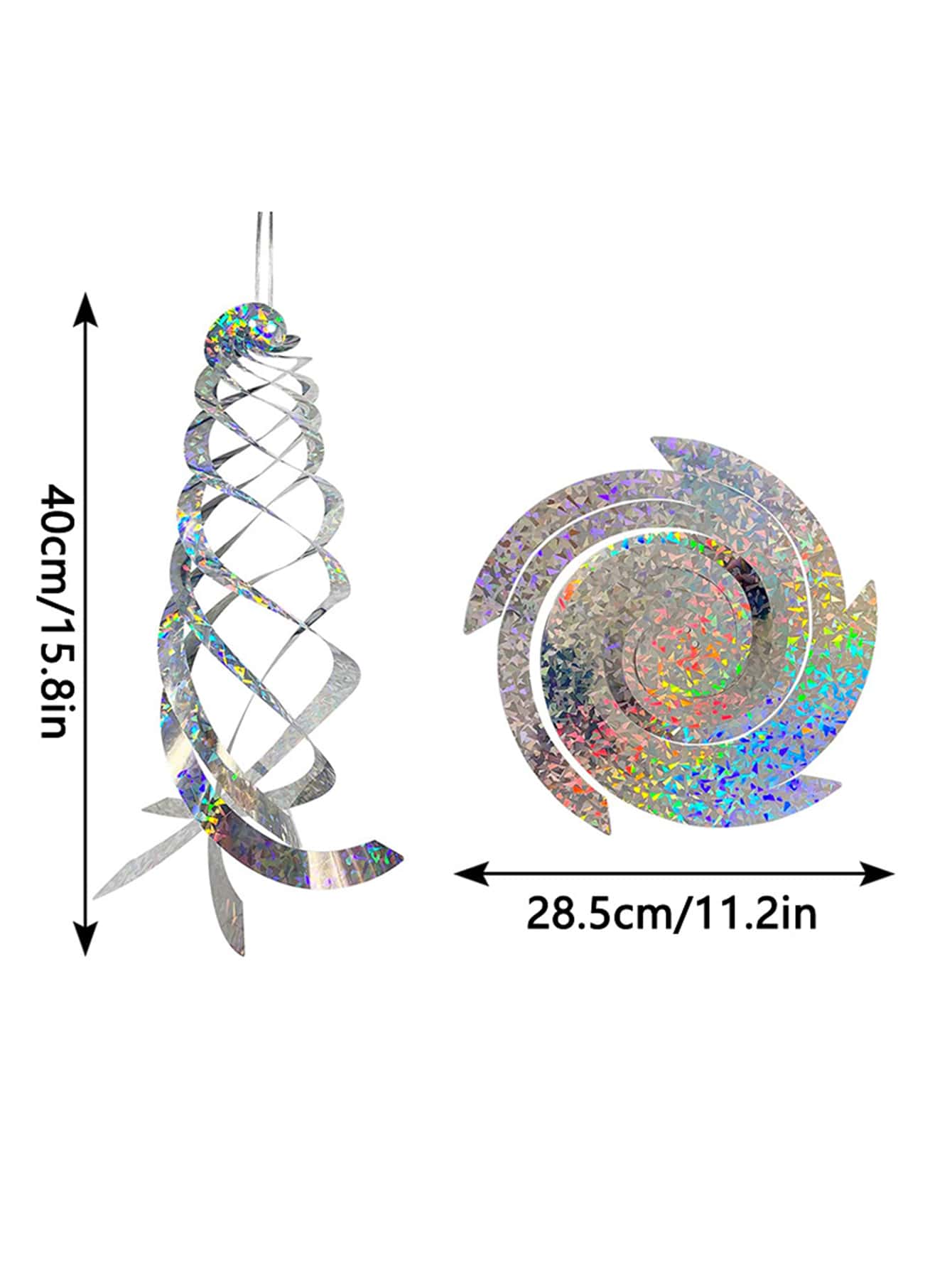 1pc Silver Reflective Bird Repellent Spiral Wind Spinner With Laser ...