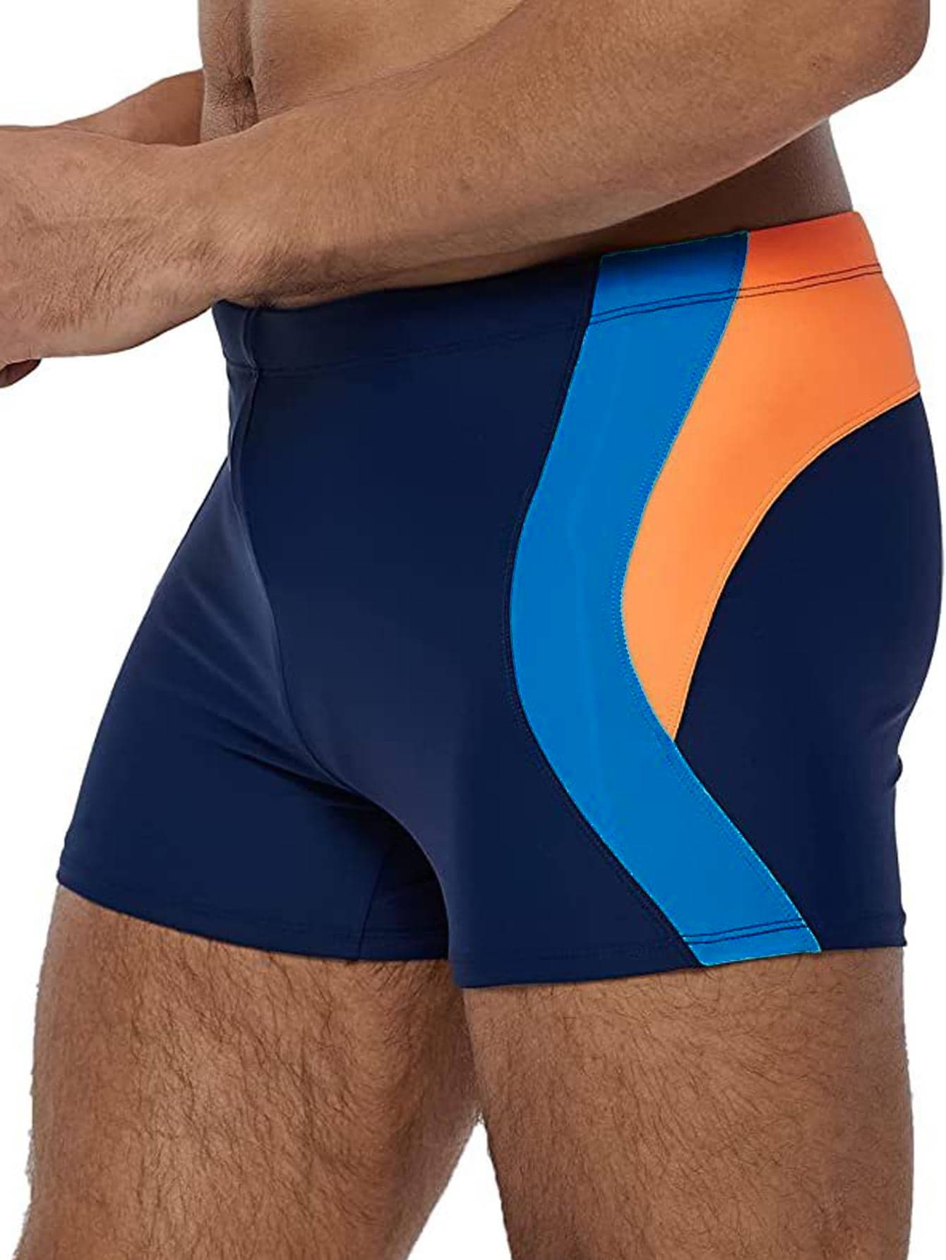 Men Contrast Panel Square Leg Swim Trunks | SHEIN USA