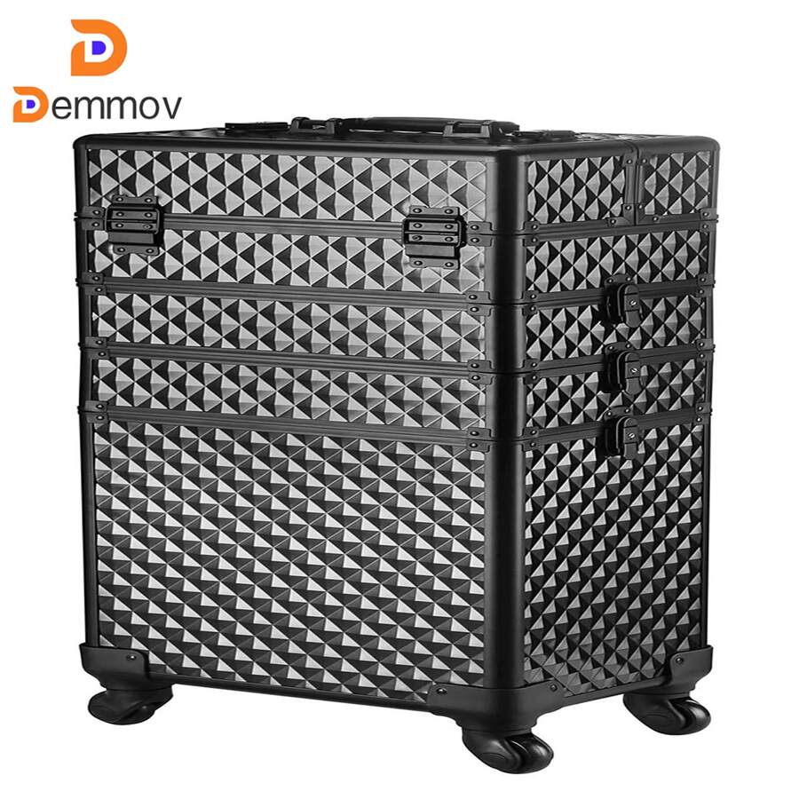 Rolling 4-in-1 Portable Professional Cosmetic Makeup Travel Case ...