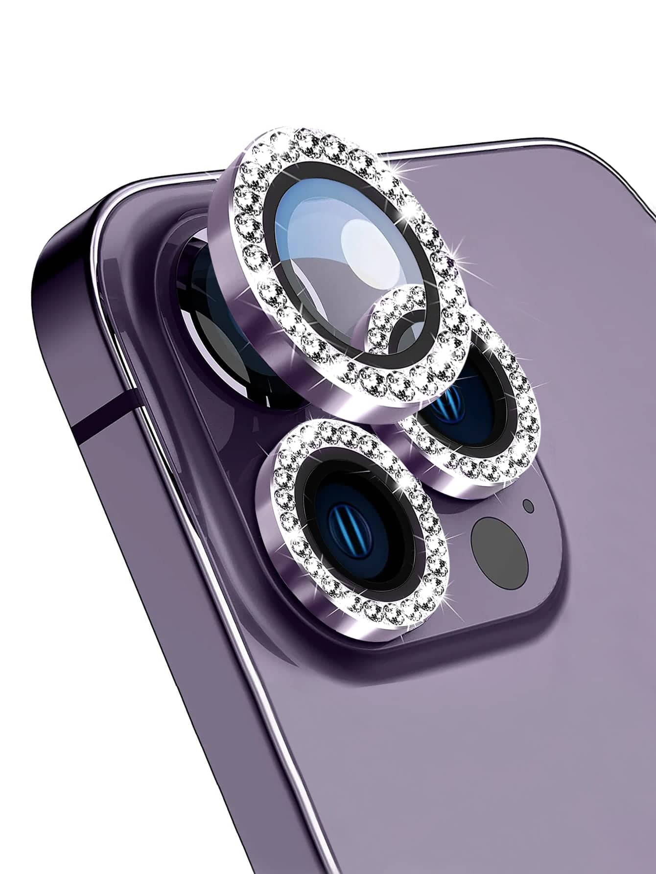 3pcs/Set Diamond Eagle Eye Phone Camera Lens Protector, Dark Purple ...