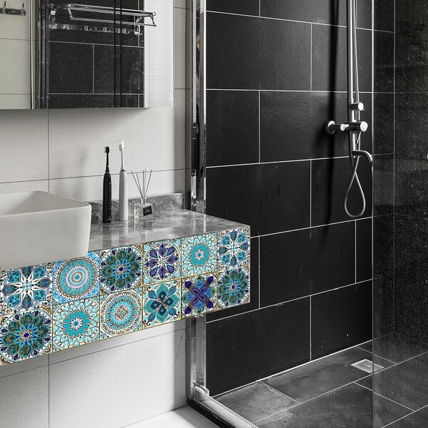 10pcs/set 10 X 10 CM PVC Wall Tile Sticker, Modern Mandela Pattern Peel ...