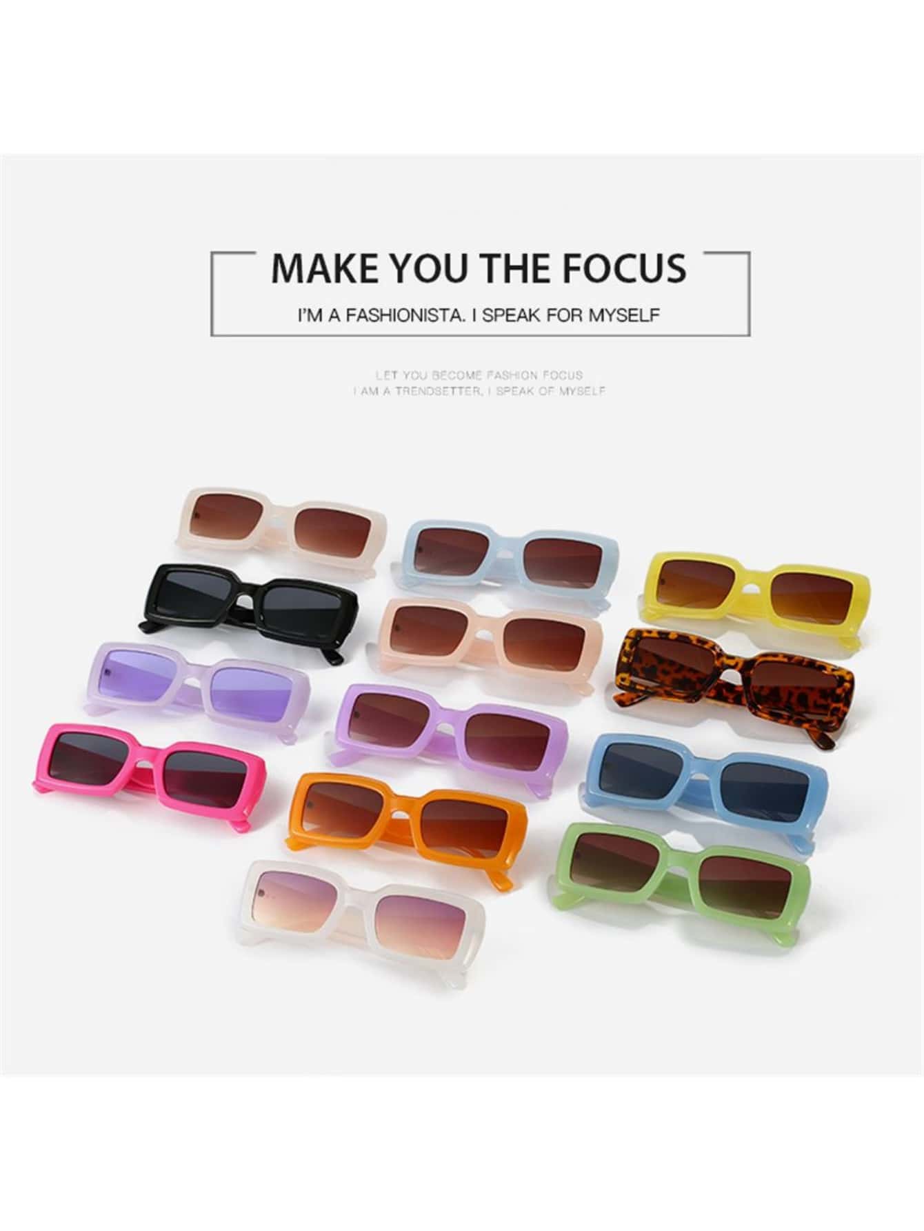Retro Small Rectangle Sunglasses Women & Men Jelly Color Eyewear Men's ...