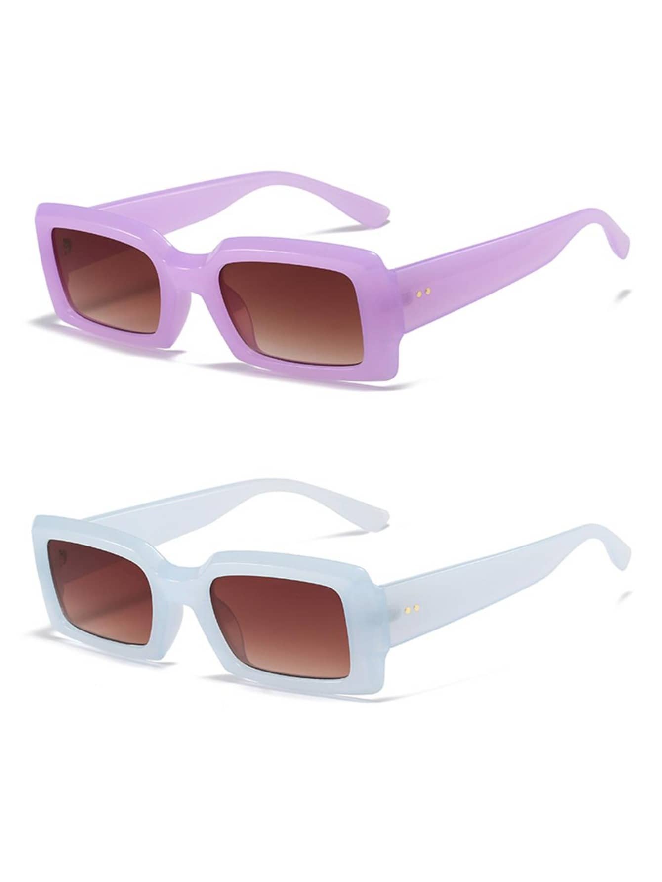 Retro Small Rectangle Sunglasses Women & Men Trendy Jelly Color Eyewear ...