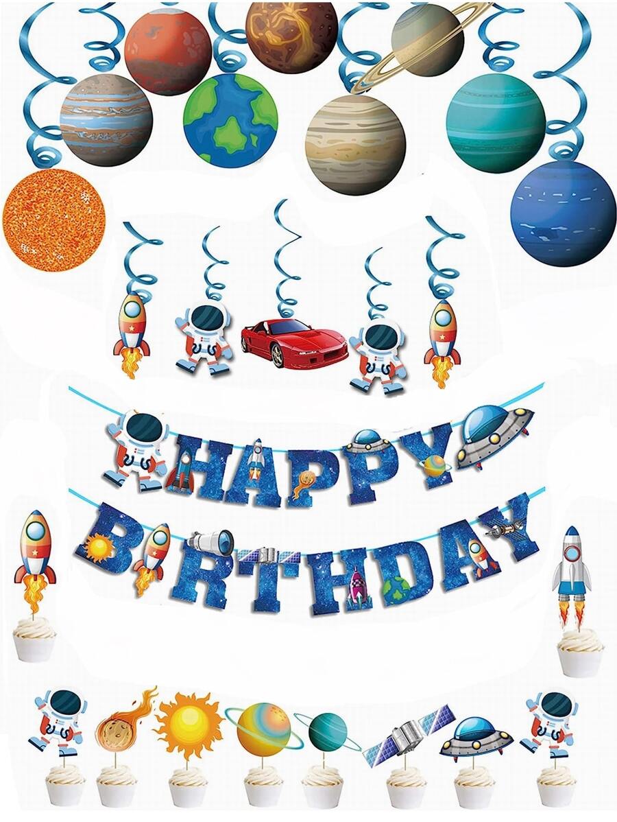 40pcs/set Space Party Decorations, Outer Space Theme Birthday Supplies ...