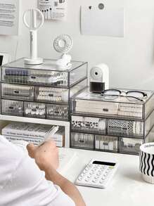 1pc Clear Desk Organizer Box For Stationery, Visual File And Document ...