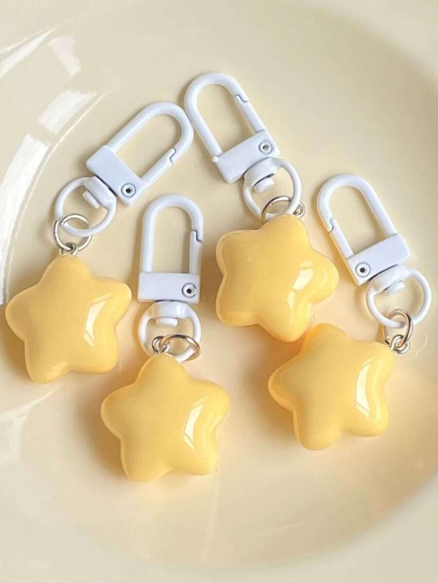 Street 4pcs/Set Women's Cute Yellow Star-Shaped Pendant Fashion ...