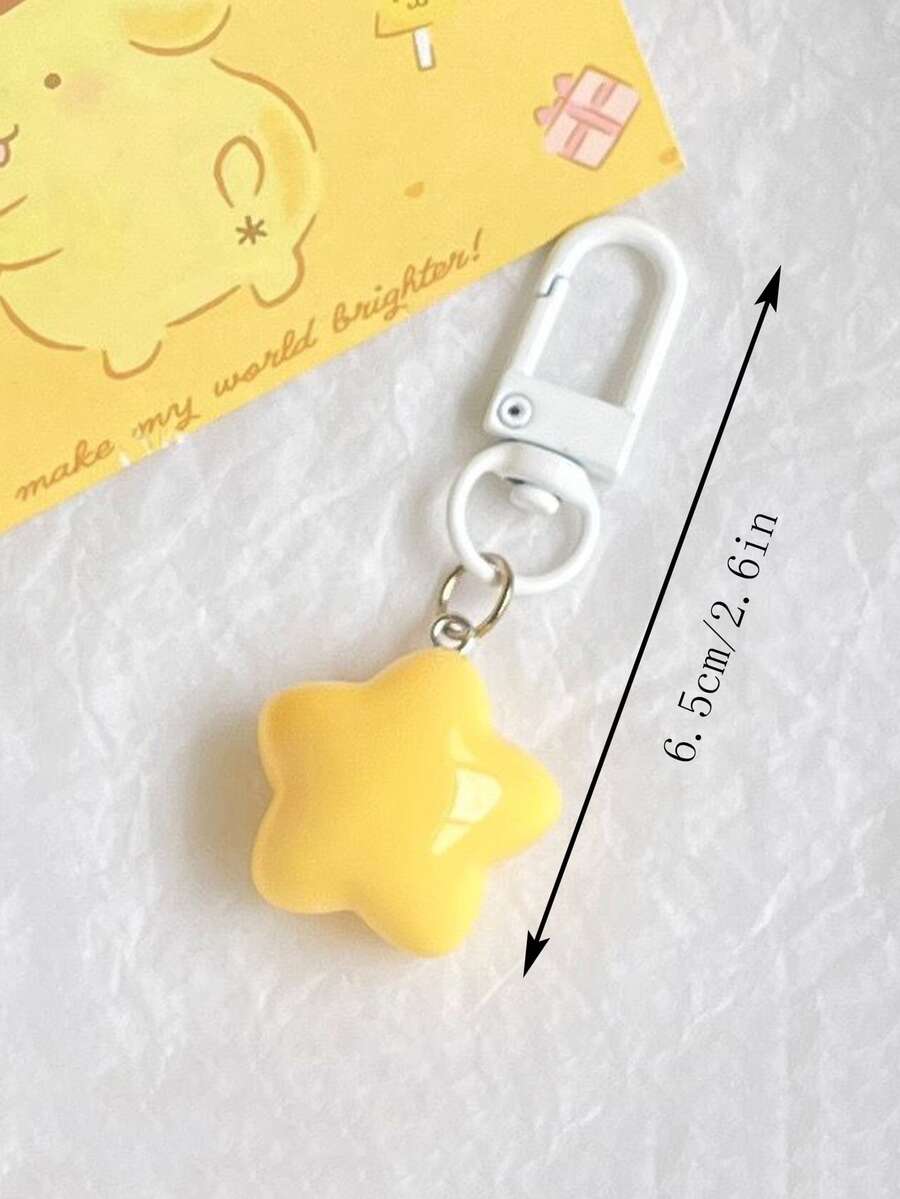 Street4pcs/Set Women's Cute Yellow Star-Shaped Pendant Fashion Keychain ...