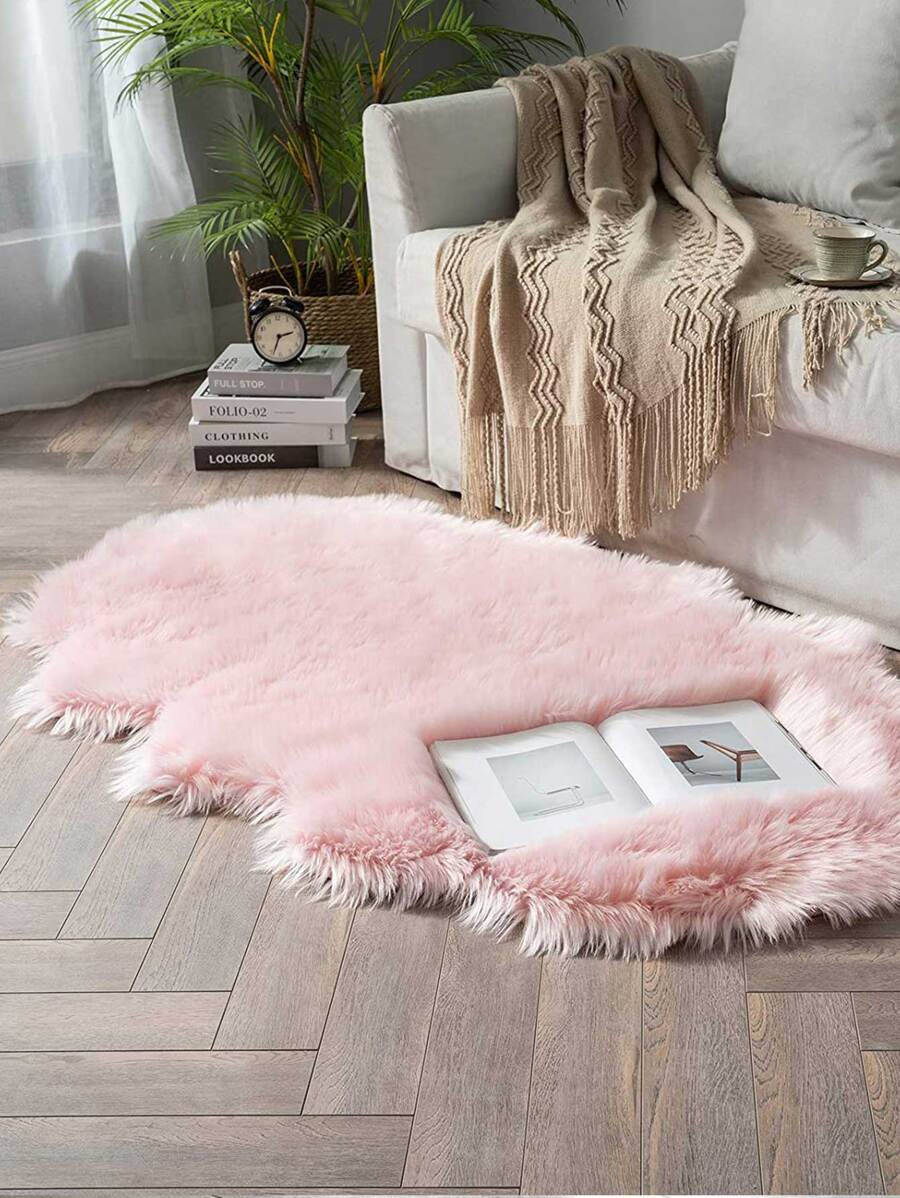 Soft Faux Fur Rug Cute Pink Interior Decoration Fluffy Area Rug Machine ...