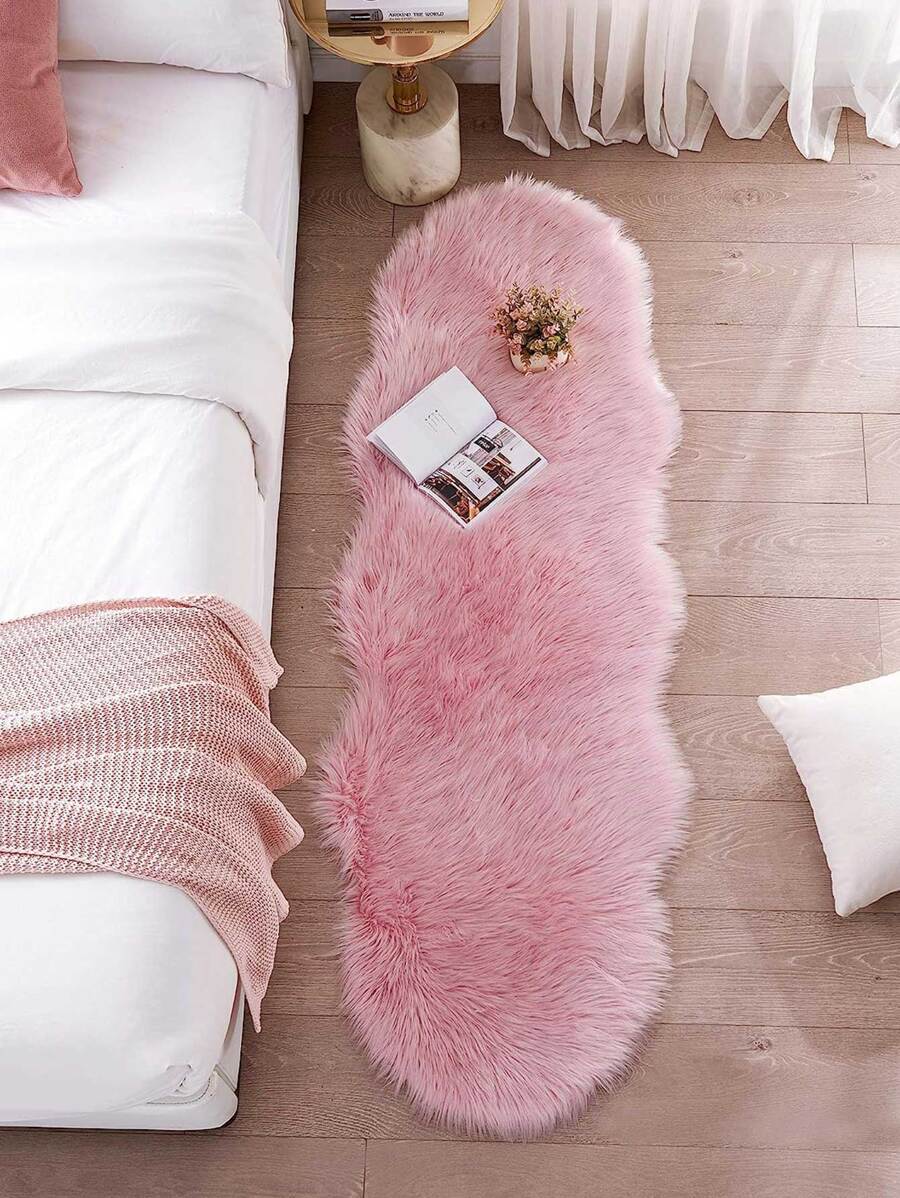 Soft Faux Fur Rug Cute Pink Interior Decoration Fluffy Area Rug Machine ...