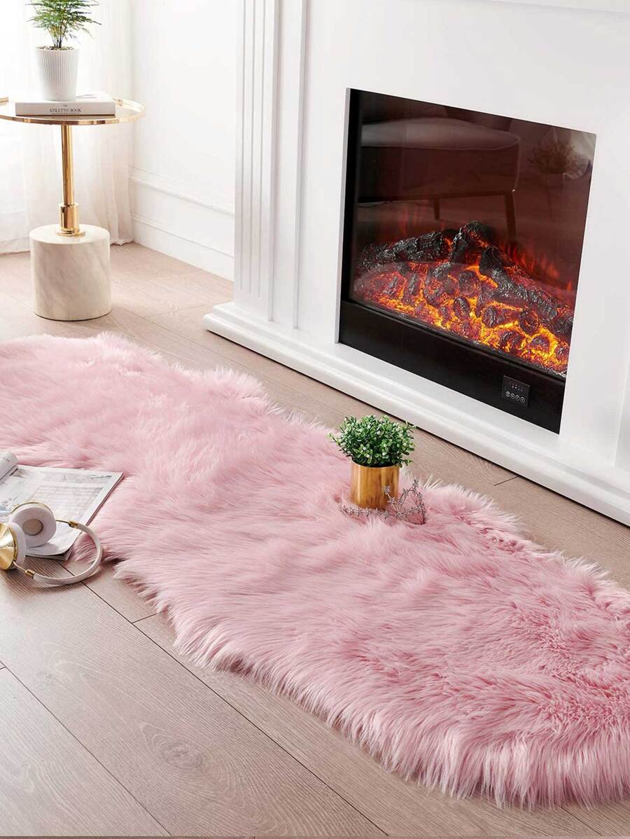 Soft Faux Fur Rug Cute Pink Interior Decoration Fluffy Area Rug Machine ...