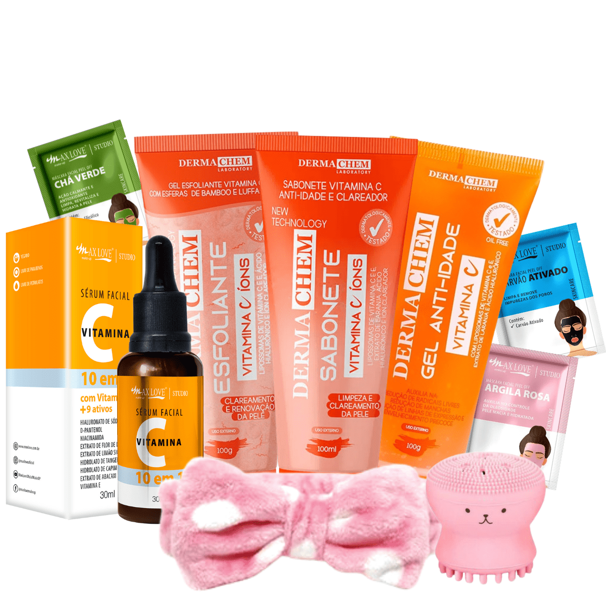 Kit Skin Care Vitamina C Limpeza de Pele e Cuidado Facial c/ Esfoliante ...