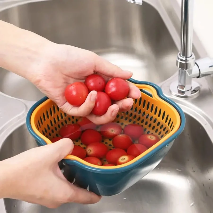 6pcs Colander, Double Layer Drain Basket, Plastic Strainer Basket ...