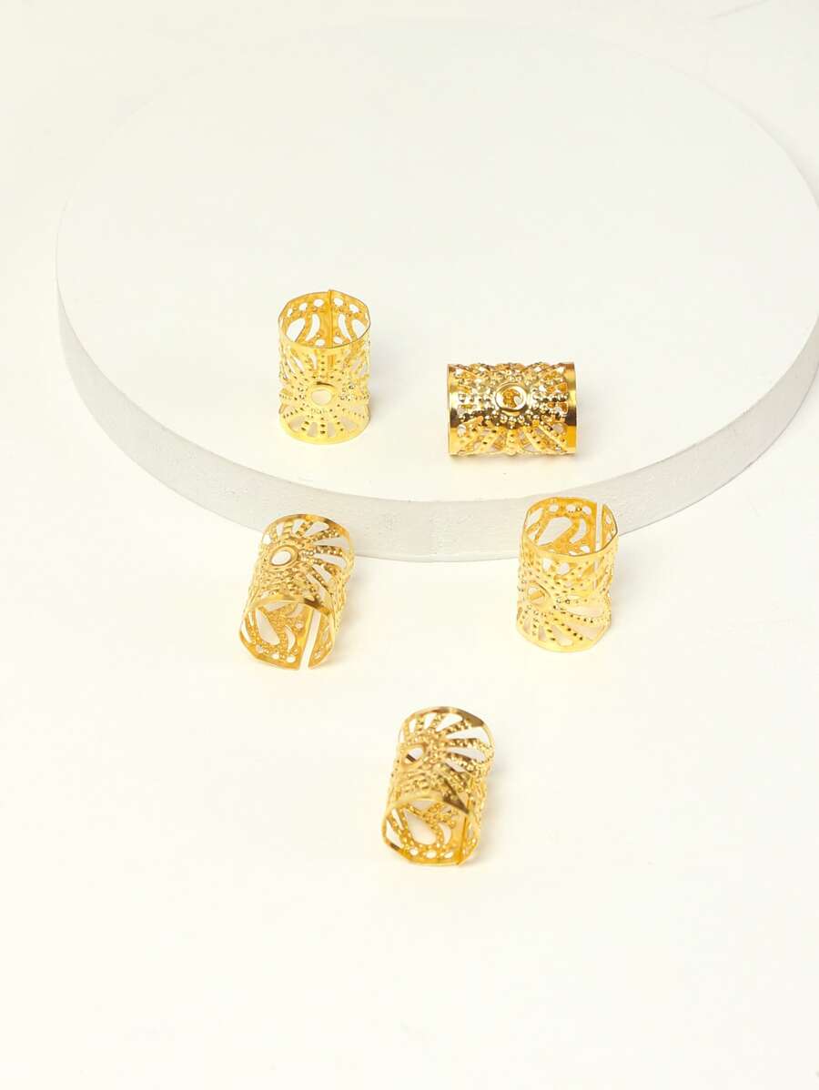 5pcs Gold Sun Shape Coil Circle Big Braid Hair Accessories Decorations ...