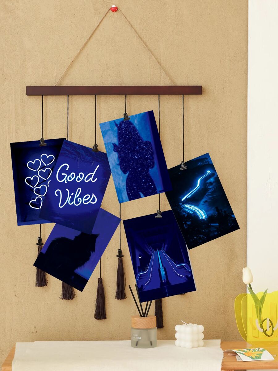 50pcs Neon Photo Wall Collage Kit Aesthetic Pictures, Blue Aesthetic ...