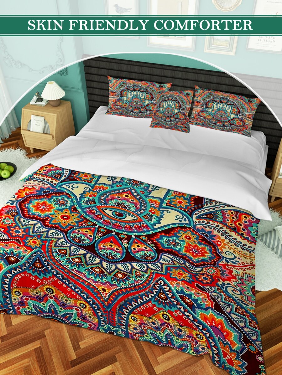 Colorful Comforter Set Floral Lotus Hand Quilt Set Color Combination ...