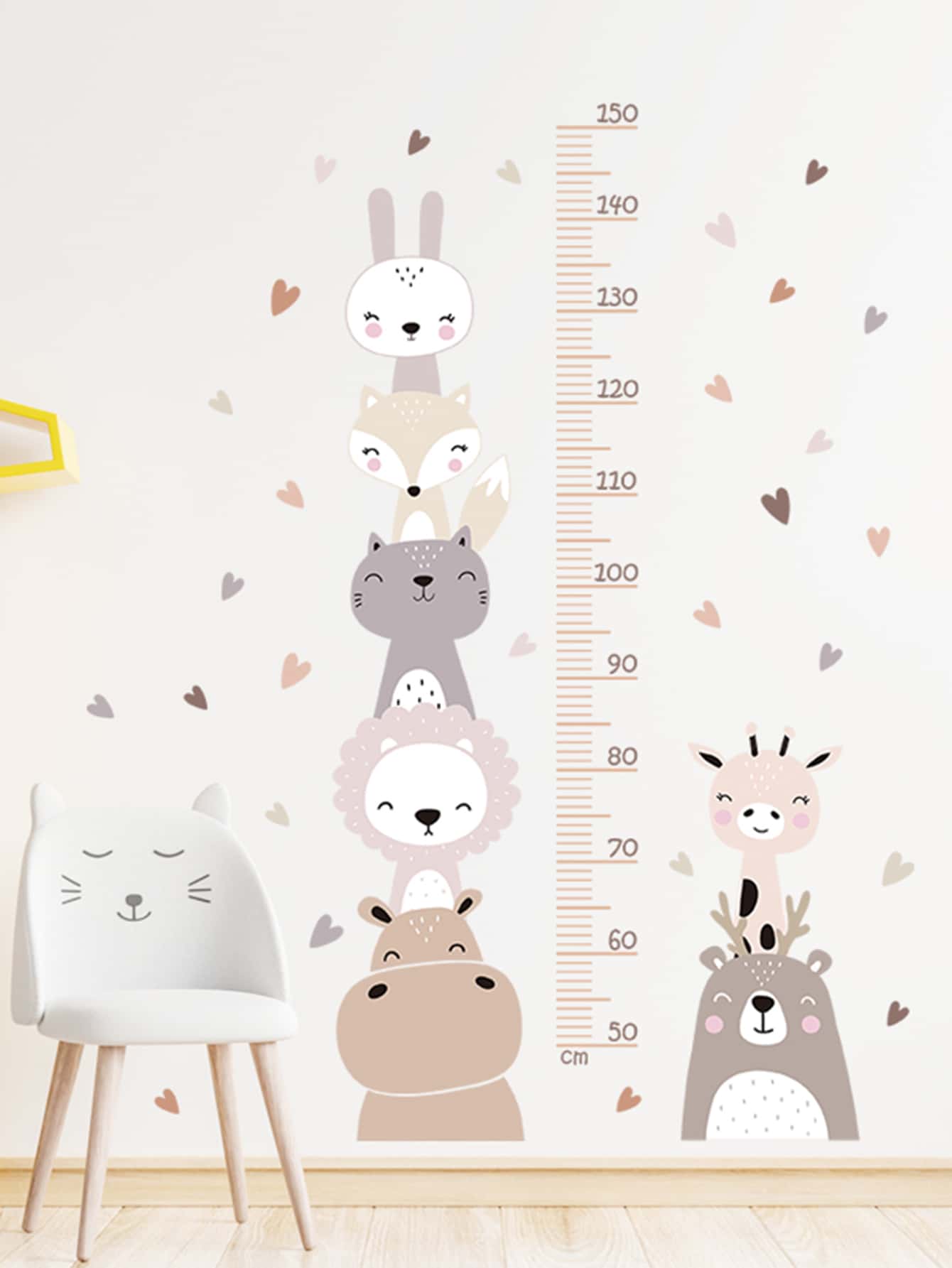 Animals Growth Measurement Wall Sticker Kids Height Chart Wall Decal ...