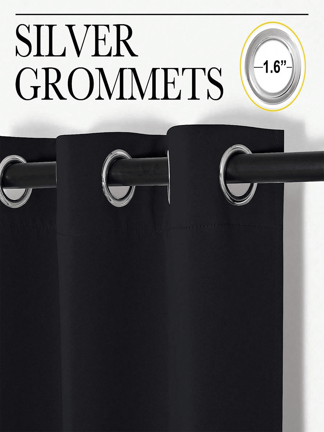 1pc Black Faux Silk Window Curtain | SHEIN UK