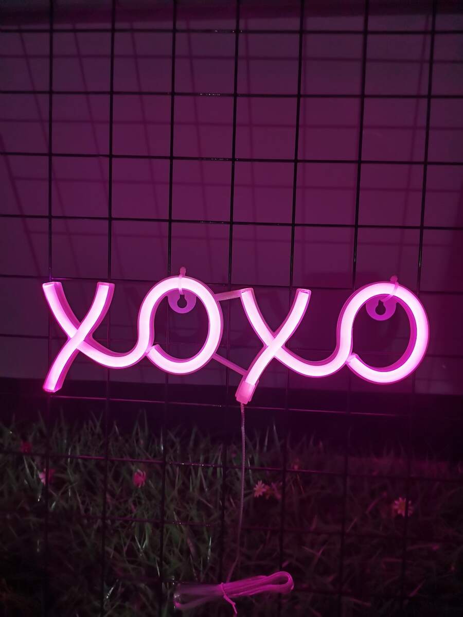 1pc PS Neon Light, Modern Pink Letter Design LED Neon Sign For Home ...