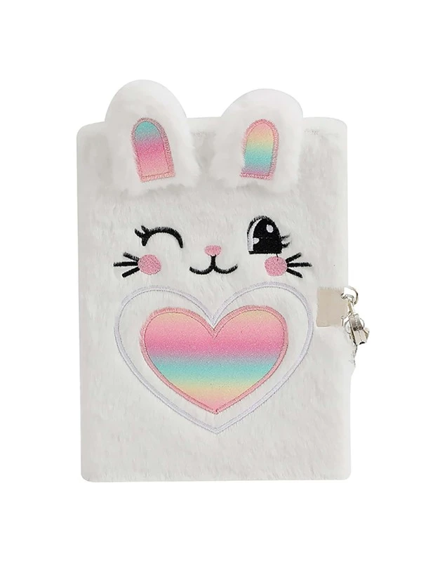 Single Book 80 Sheets Cute Plush Cartoon Rabbit Lockable Notebook ...