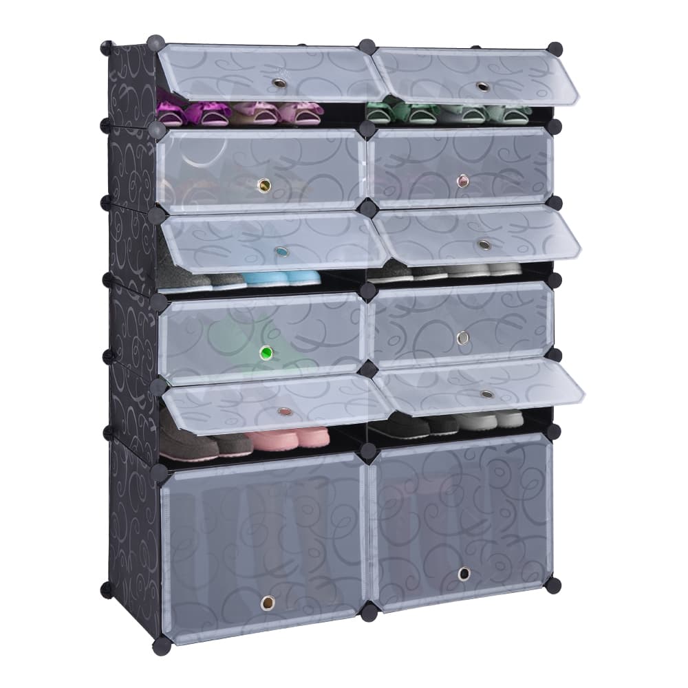 Portable Shoe Rack Organizer Storage Cabinet 12-Cube DIY Shoe Rack ...