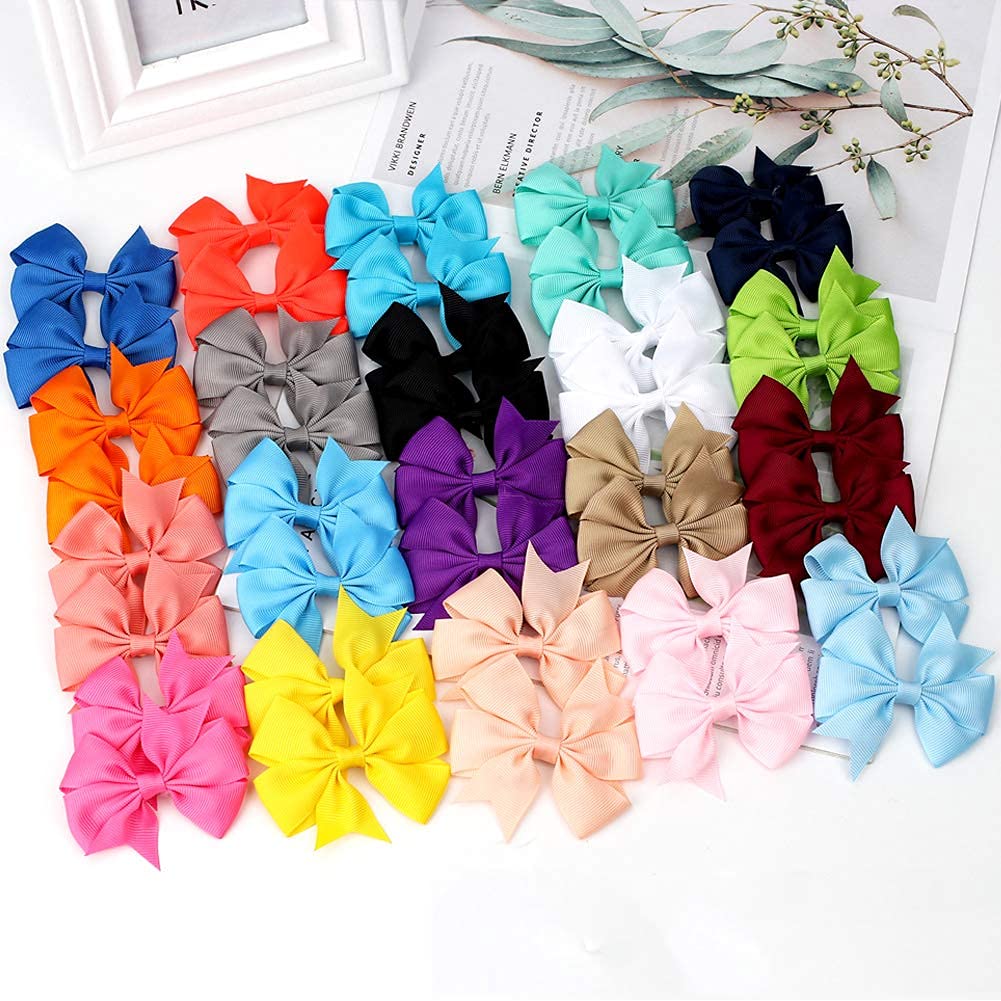 Oaoleer 40PCS 3 Inch Hair Bows For Baby Girls, Back To School Pinwheel ...